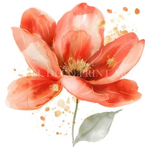 Red & Gold Abstract Flowers Clipart Bundle - 10 High Quality Jpgs ...
