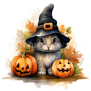 Cute Halloween Rabbit Clipart Bundle - 10 High Quality Jpgs, Digital ...