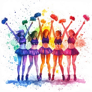 10 Cheerleaders Clipart - High Quality JPG - Digital Download ...