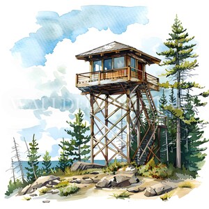 10 Lookout Tower Clipart - High Quality Jpgs - Digital Download ...