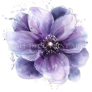 Purple & Silver Abstract Flowers Clipart Bundle - 10 High Quality JPG ...