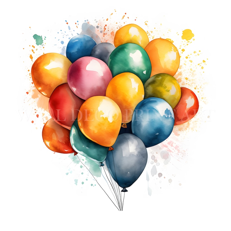 Colorful Party Balloons Clipart 10 High Quality Jpgs - Etsy