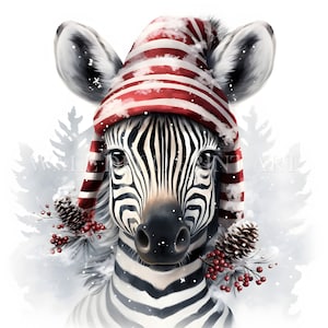 Christmas Zebra Clipart Bundle - 10 High Quality JPG - Digital ...