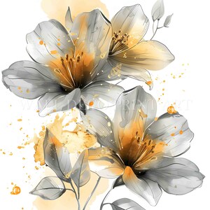 Silver & Gold Abstract Flowers Clipart Bundle - 10 High Quality Jpgs ...