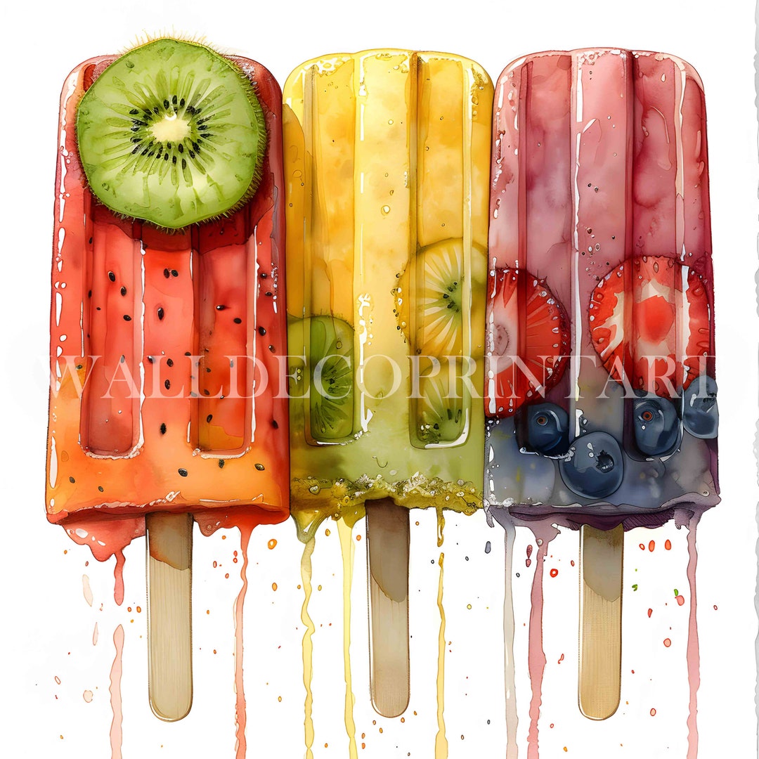 12 Colorful Popsicle Clipart - High Quality JPG - Digital Download ...