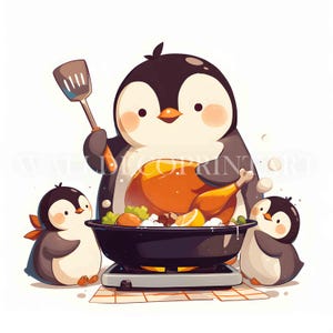 17 Cute Penguin Chef Clipart Bundle - High Quality JPG - Digital ...