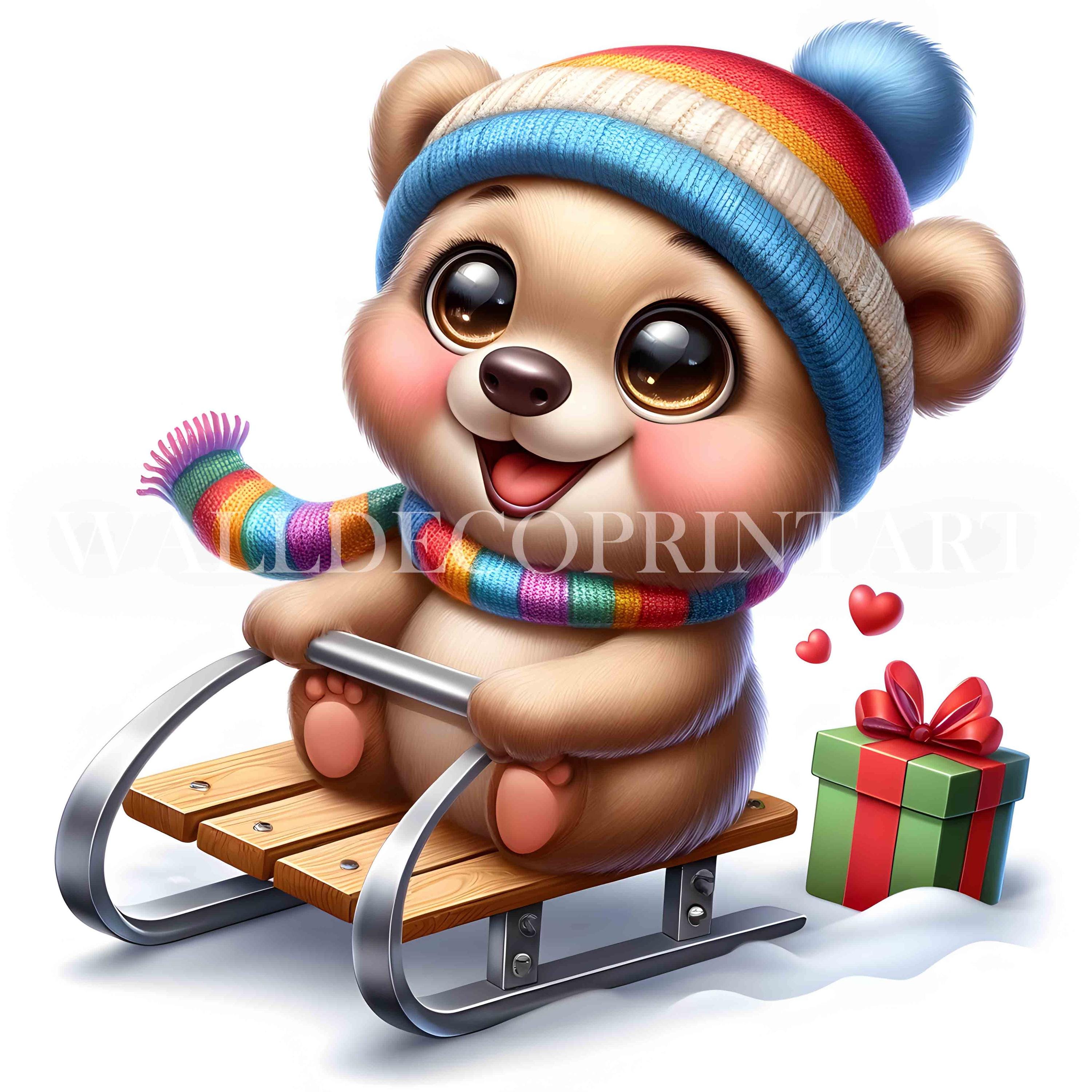 10 Christmas Winter Bear Clipart Bundle - High Quality Jpgs - Digital ...