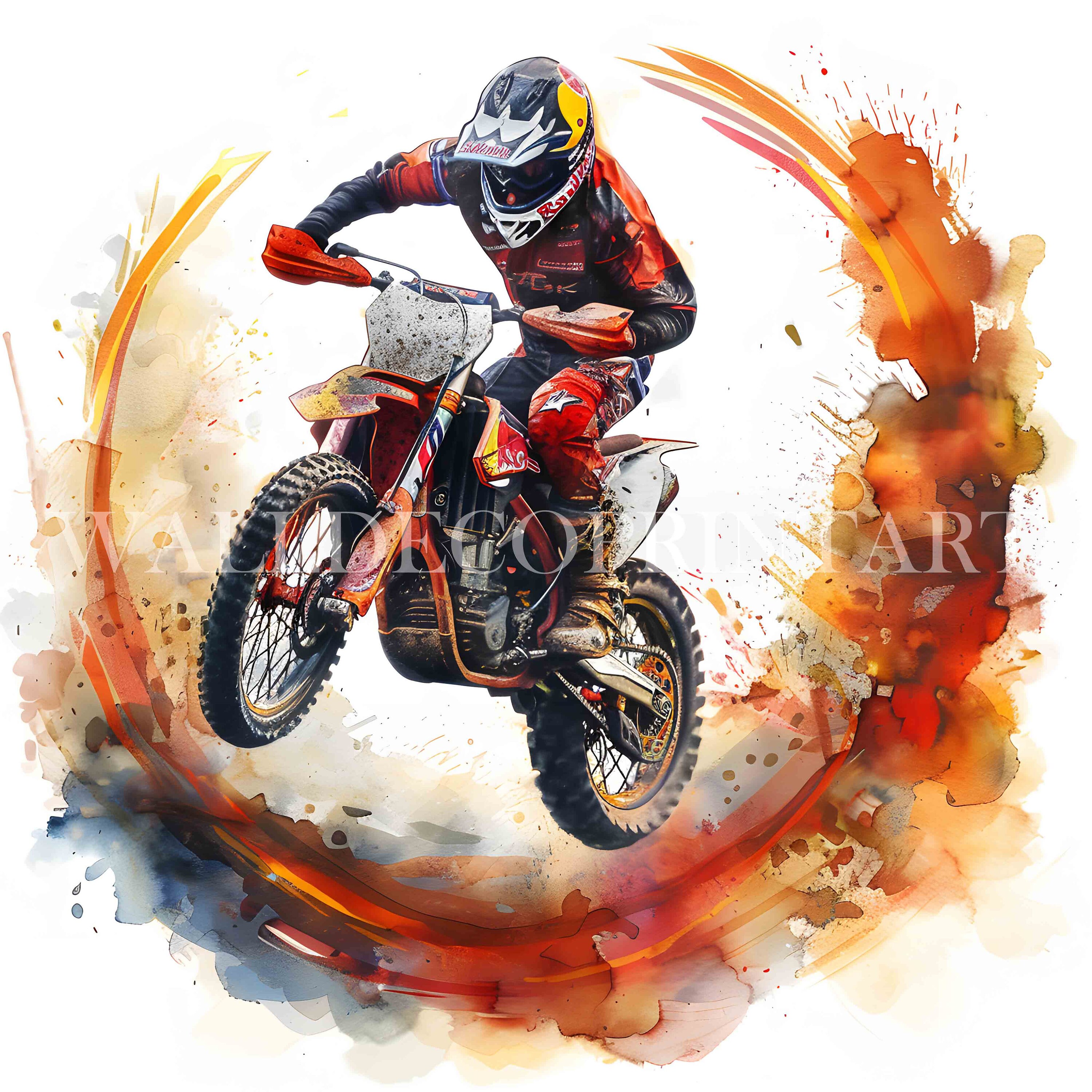 10 Fire Motocross Bike Clipart Bundle - High Quality Jpgs - Digital ...