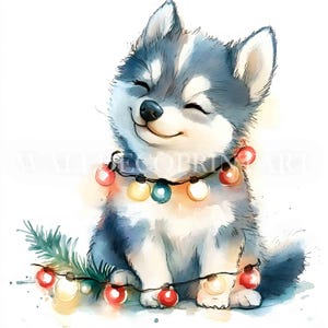 Christmas Husky Dog Lights Clipart Bundle - 10 High Quality JPG ...