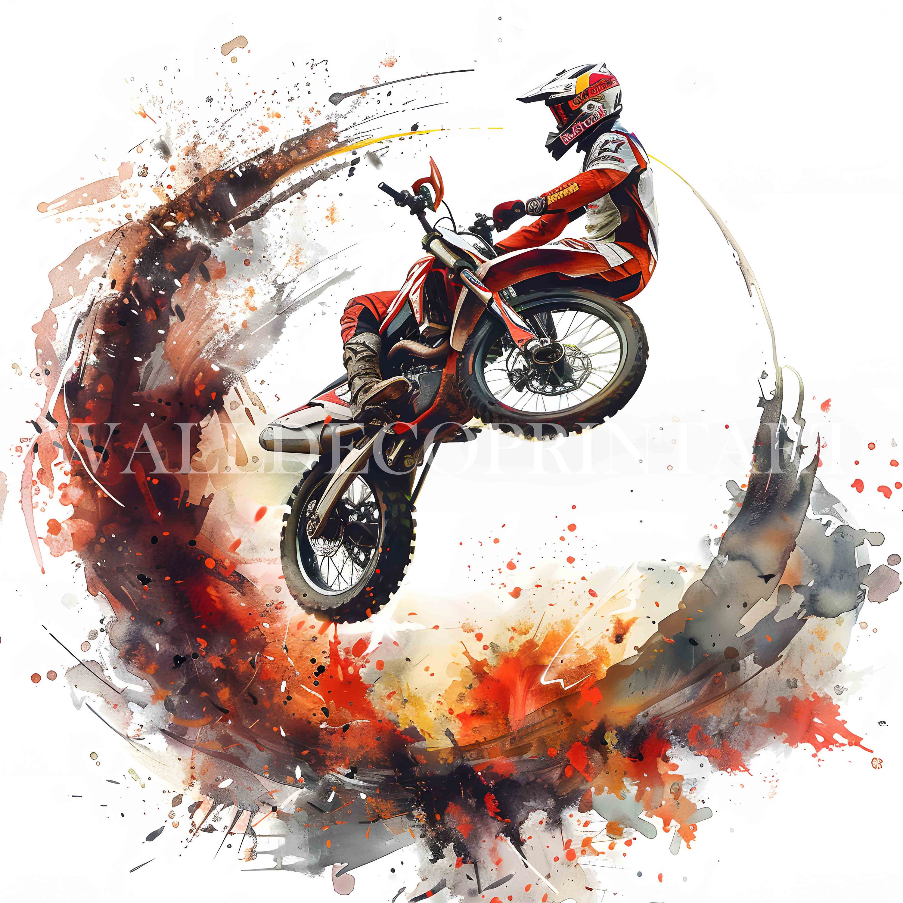 10 Fire Motocross Bike Clipart Bundle - High Quality Jpgs - Digital ...