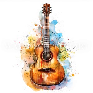 10 Colorful Guitar Clipart Bundle - High Quality Images - Digital ...