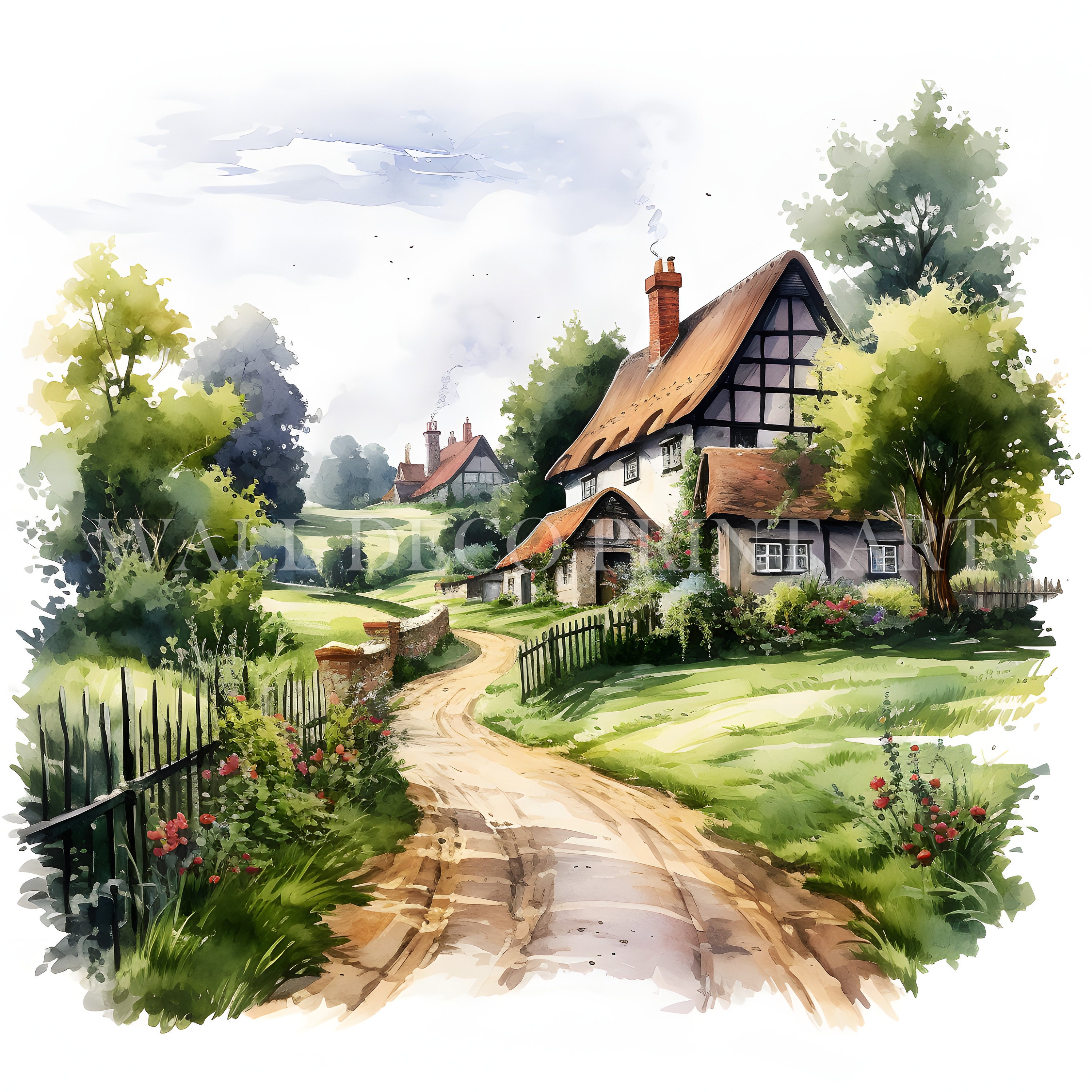 Watercolor English Village Clipart Bundle - 10 High Quality Jpgs ...