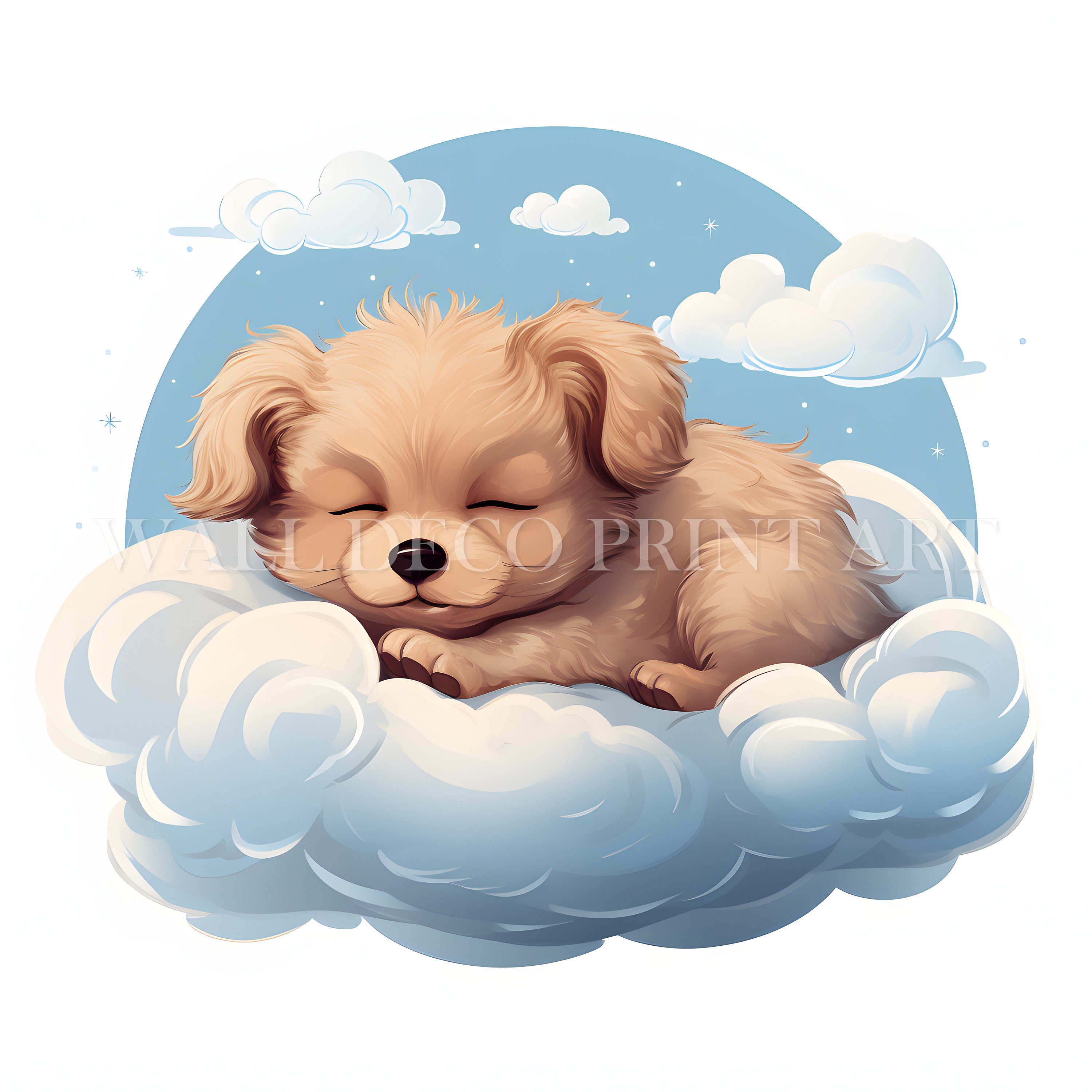 Dog Sleeping on a Cloud Clipart Bundle 10 High Quality Jpgs - Etsy