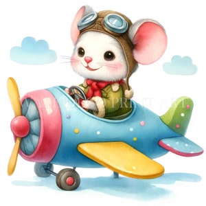 Cute Mouse in Airplane Clipart Bundle - 10 High Quality JPG - SOFT ...