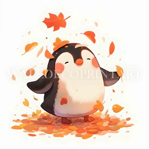 10 Cute Autumn Penguin Clipart Bundle - High Quality Jpgs - Digital ...