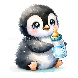 Baby Penguin and Bottle Clipart Bundle - 10 High Quality Images ...