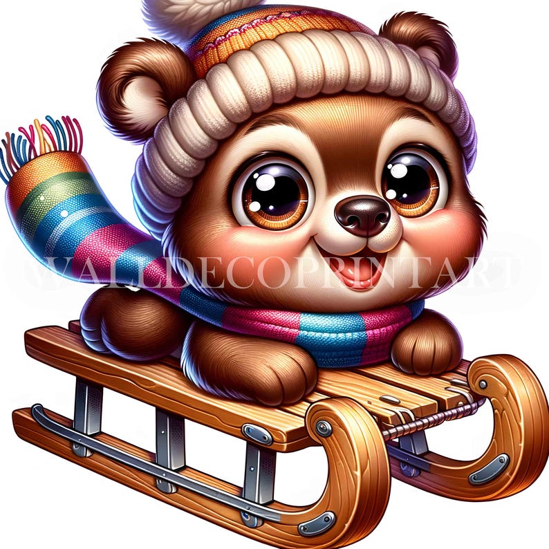 10 Christmas Winter Bear Clipart Bundle - High Quality Jpgs - Digital ...