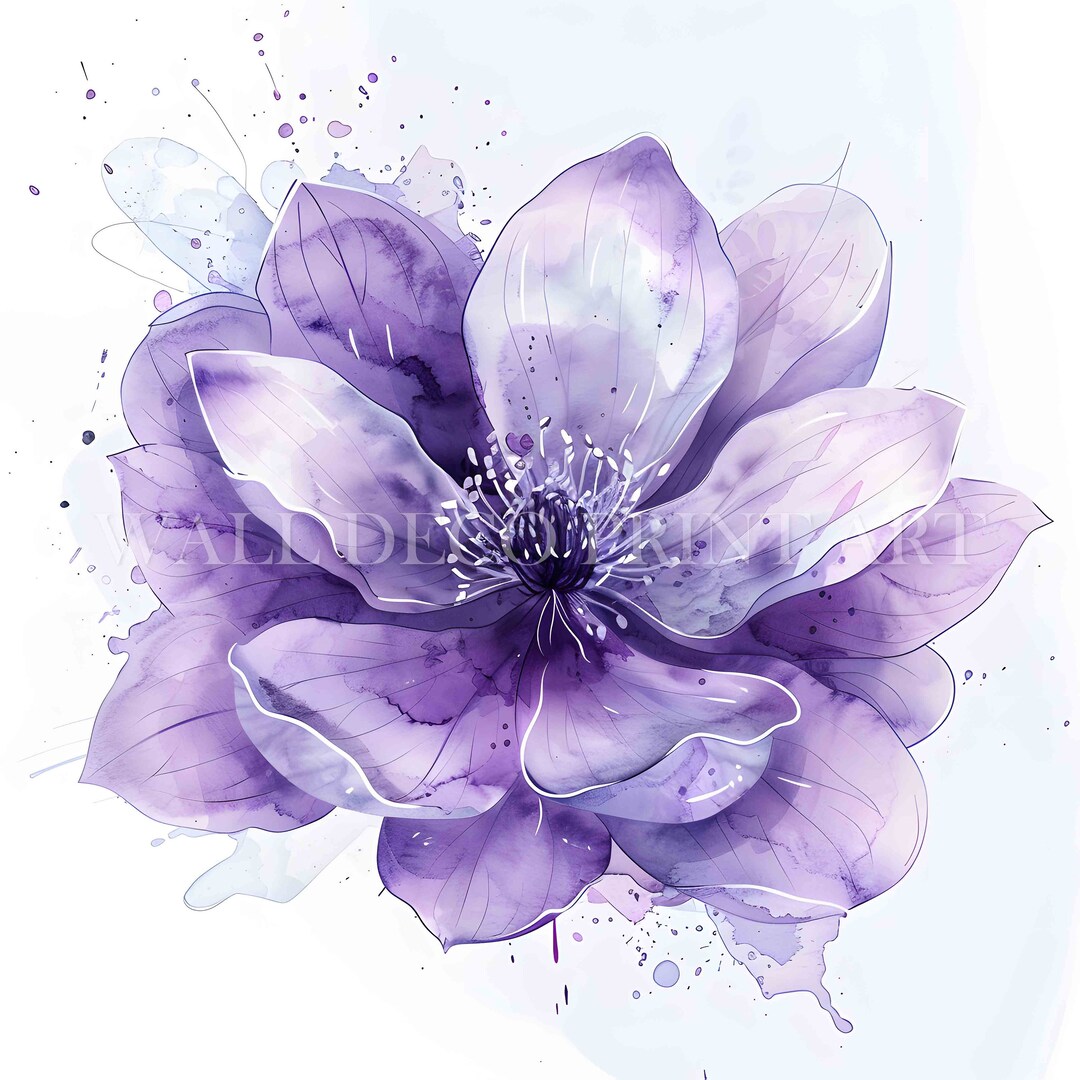 Purple & Silver Abstract Flowers Clipart Bundle - 10 High Quality JPG ...