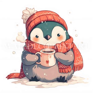 10 Cute Winter Penguin Clipart Bundle - High Quality Jpgs - Digital ...