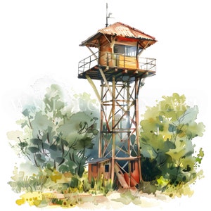 10 Lookout Tower Clipart - High Quality Jpgs - Digital Download ...