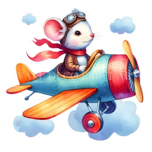 Cute Mouse in Airplane Clipart Bundle - 10 High Quality JPG - SOFT ...