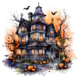 Halloween Haunted House Clipart Bundle - 6 High Quality Jpgs - Digital ...