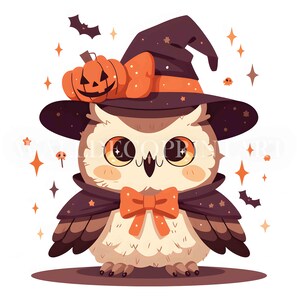 10 Cute Halloween Owl and Pumpkin Clipart Bundle High Quality Images ...