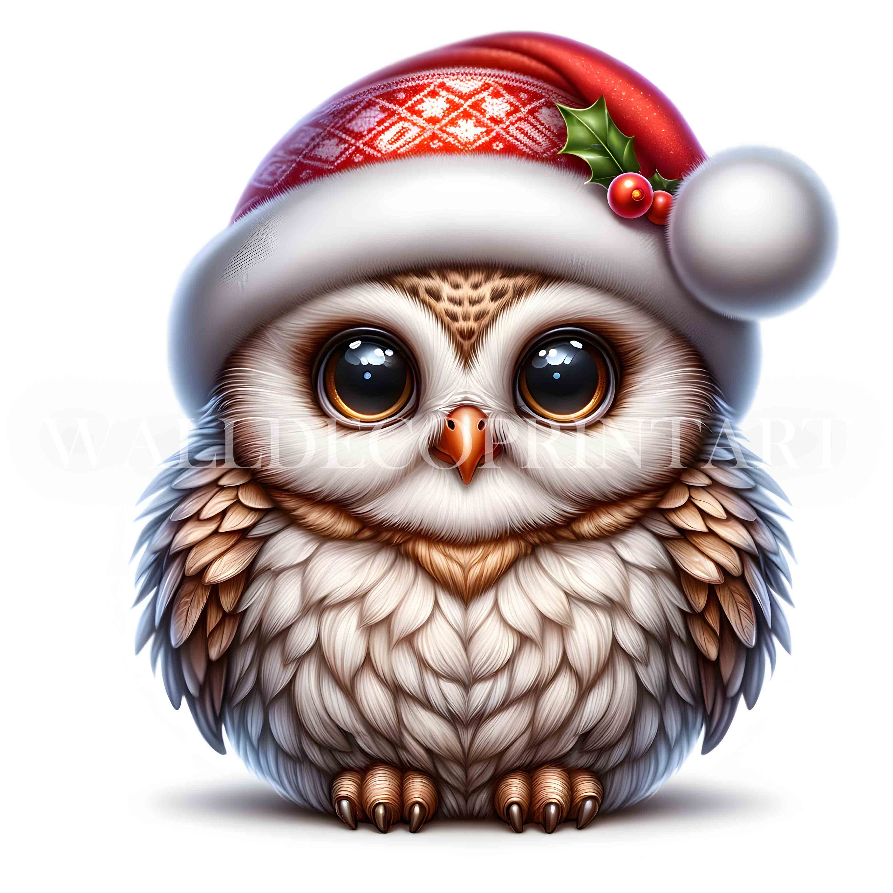 10 Cute Christmas Owl Clipart Bundle 2 - High Quality Jpgs - Digital ...