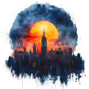 City Sunrise & Sunset Clipart Bundle - 10 High Quality Jpgs - Digital ...