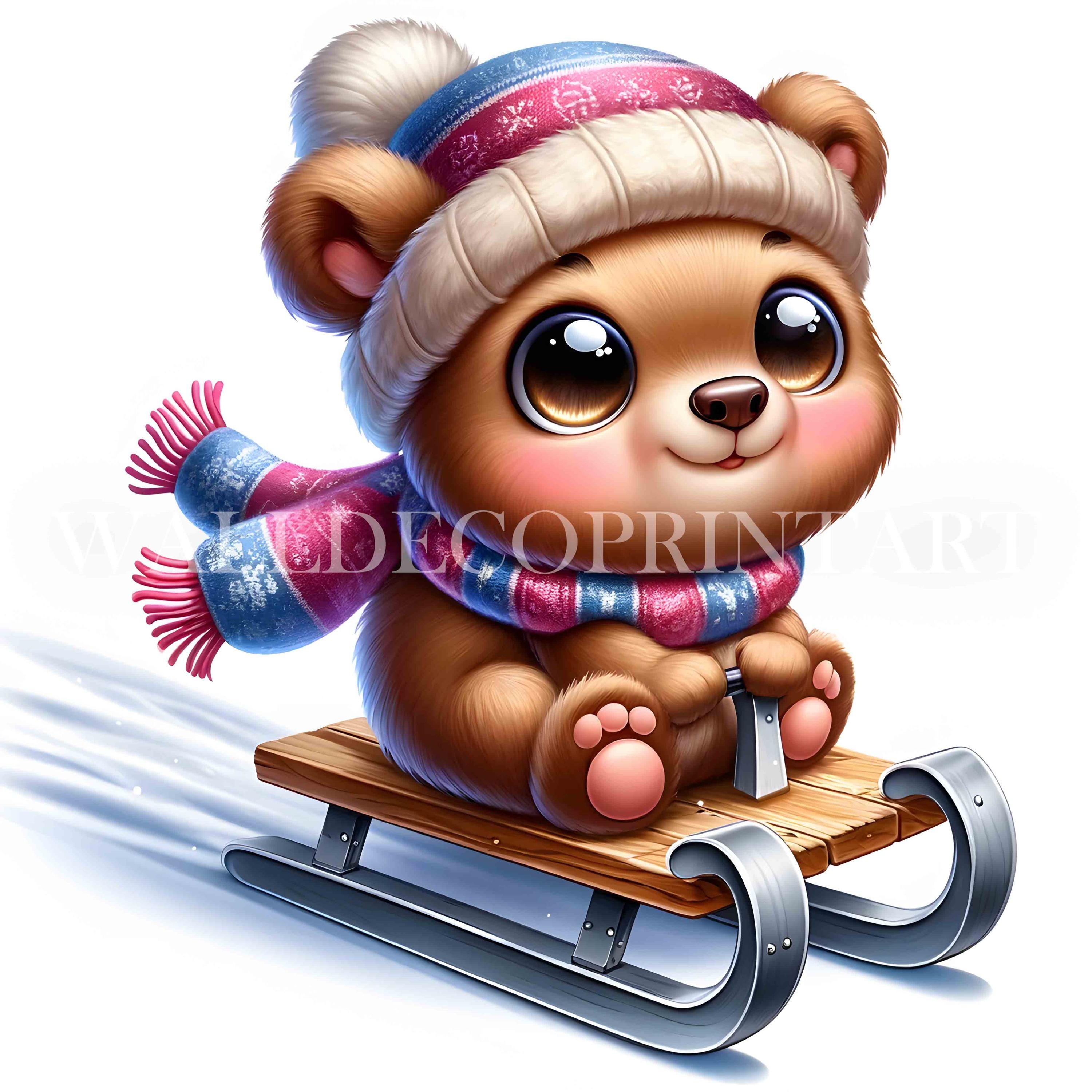 10 Christmas Winter Bear Clipart Bundle - High Quality Jpgs - Digital ...