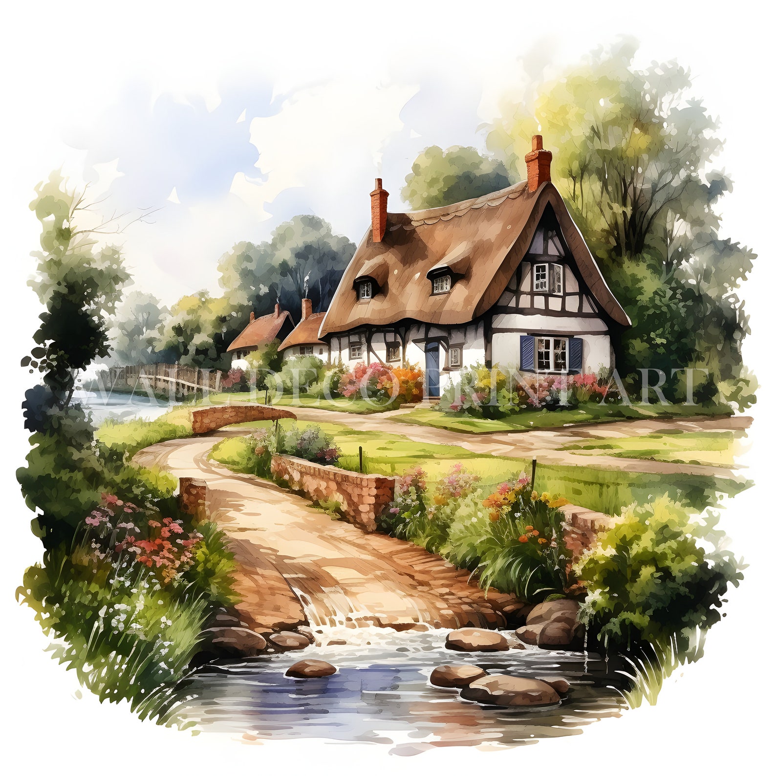 Watercolor English Village Clipart Bundle - 10 High Quality Jpgs ...