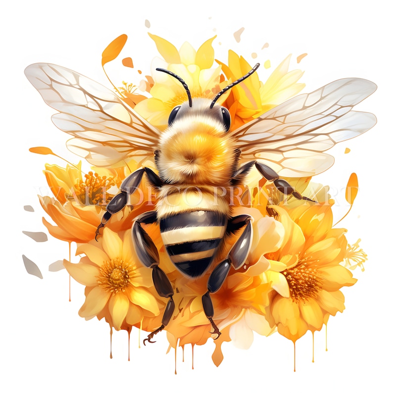 Lovely Bee With Flowers Clipart Bundle 6 High Quality Jpgs - Etsy