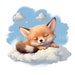 Fox Sleeping on a Cloud Clipart Bundle - 10 High Quality Jpgs - Digital ...