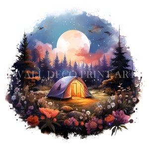 Watercolor Camping Clipart Bundle - 10 High Quality Jpgs - Digital ...