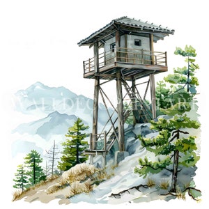 10 Lookout Tower Clipart - High Quality Jpgs - Digital Download ...