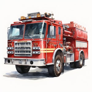 Brave Fire Truck Clipart Bundle - 10 High Quality Jpgs - Digital ...