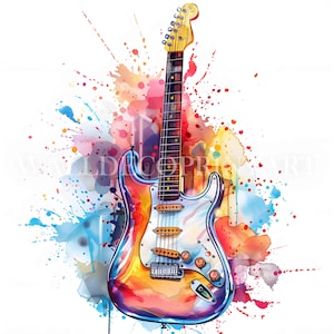 10 Colorful Electric Guitar Clipart Bundle - High Quality Pngs ...