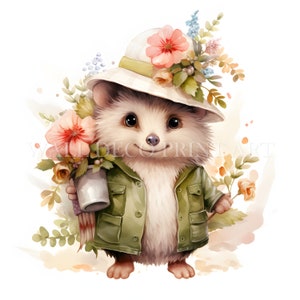 Cute Spring Flower Hedgehog Clipart Bundle - 10 High Quality JPG ...