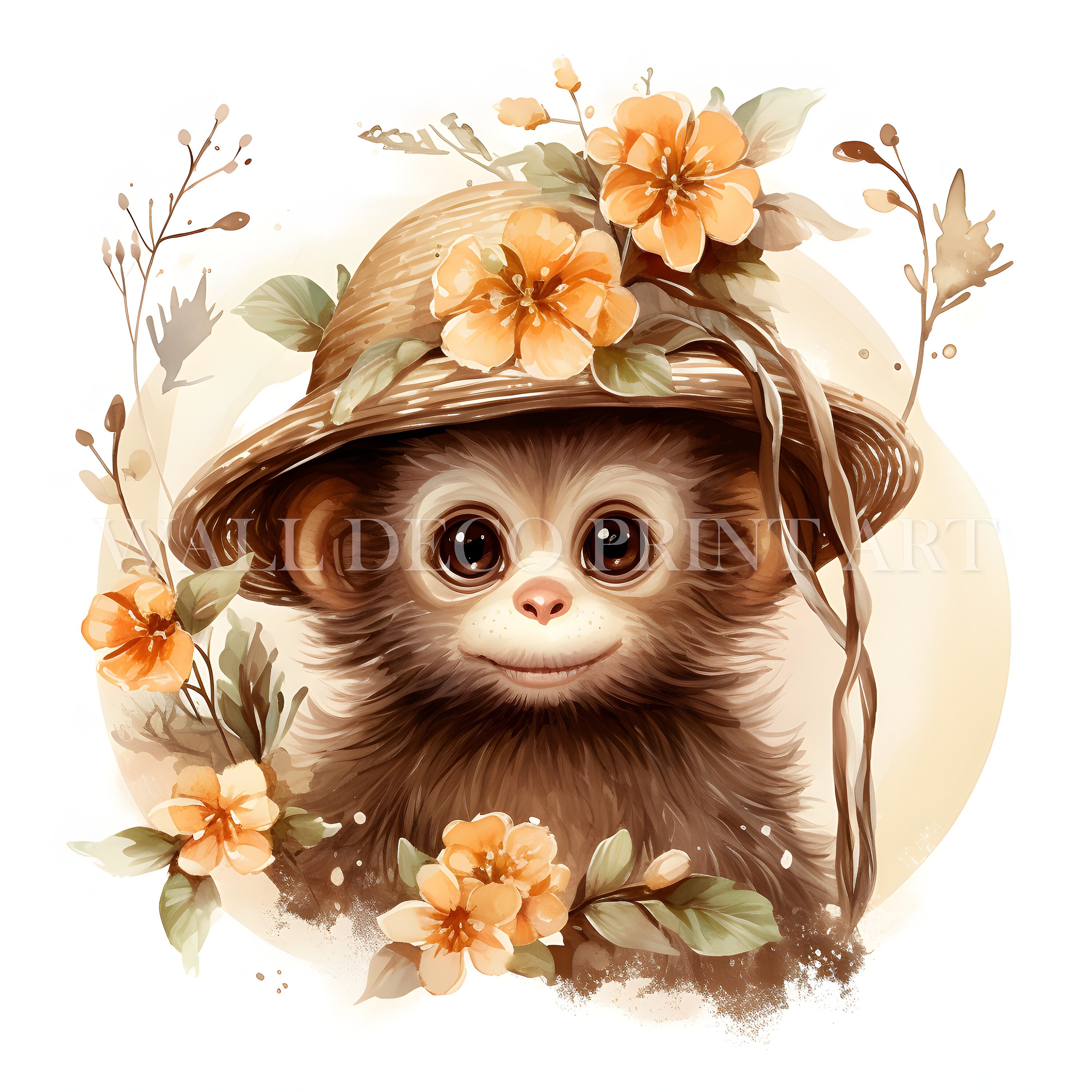 Cute Spring Flower Monkey Clipart Bundle - 10 High Quality JPG ...