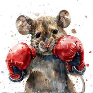 Cute Boxing Mouse Clipart Bundle - 10 High Quality Jpgs - Digital ...