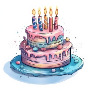 Pastel Birthday Cake Clipart Bundle - 10 High Quality JPG - Digital ...