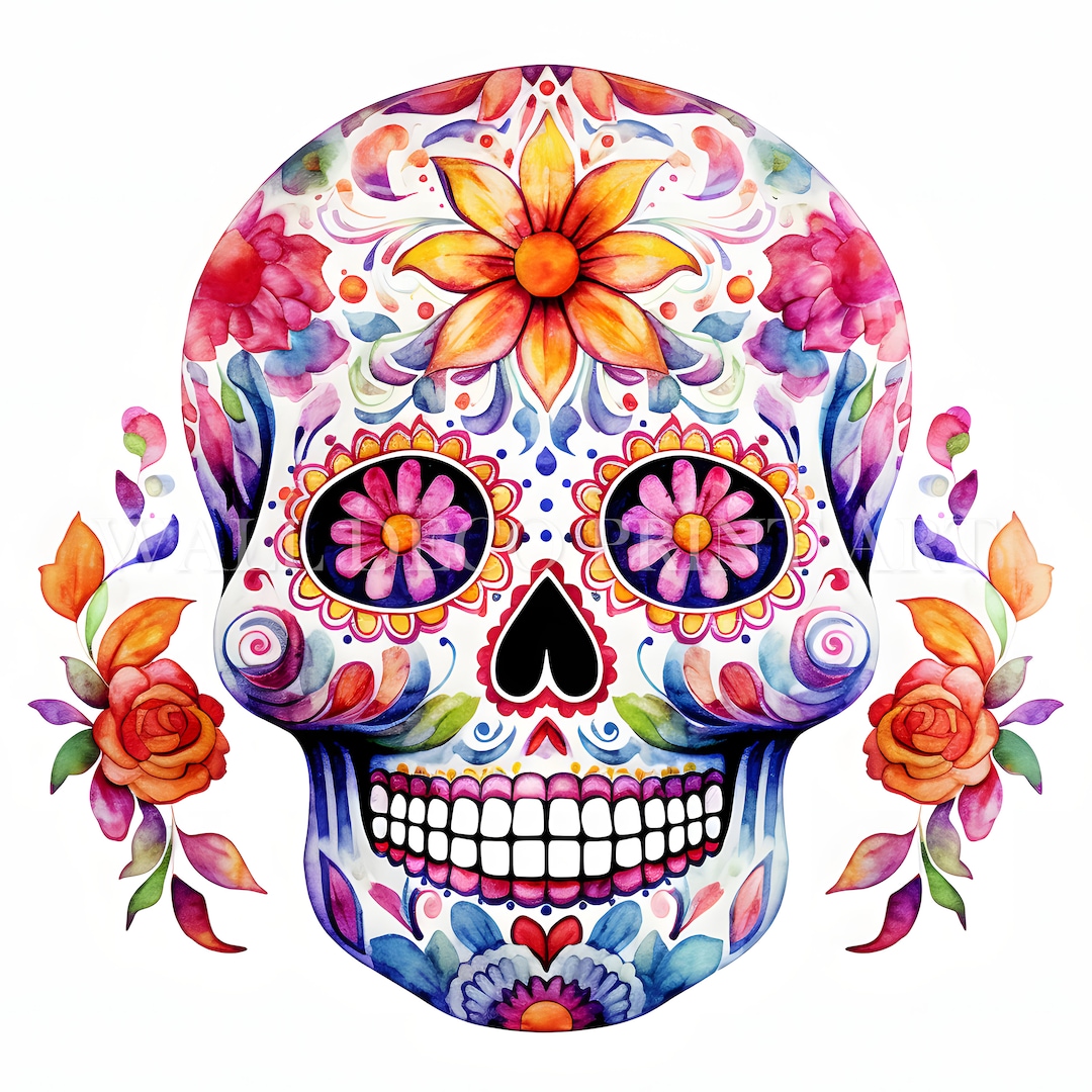 Mexican Sugar Skull Clipart Bundle - 10 High Quality Jpgs - Digital ...