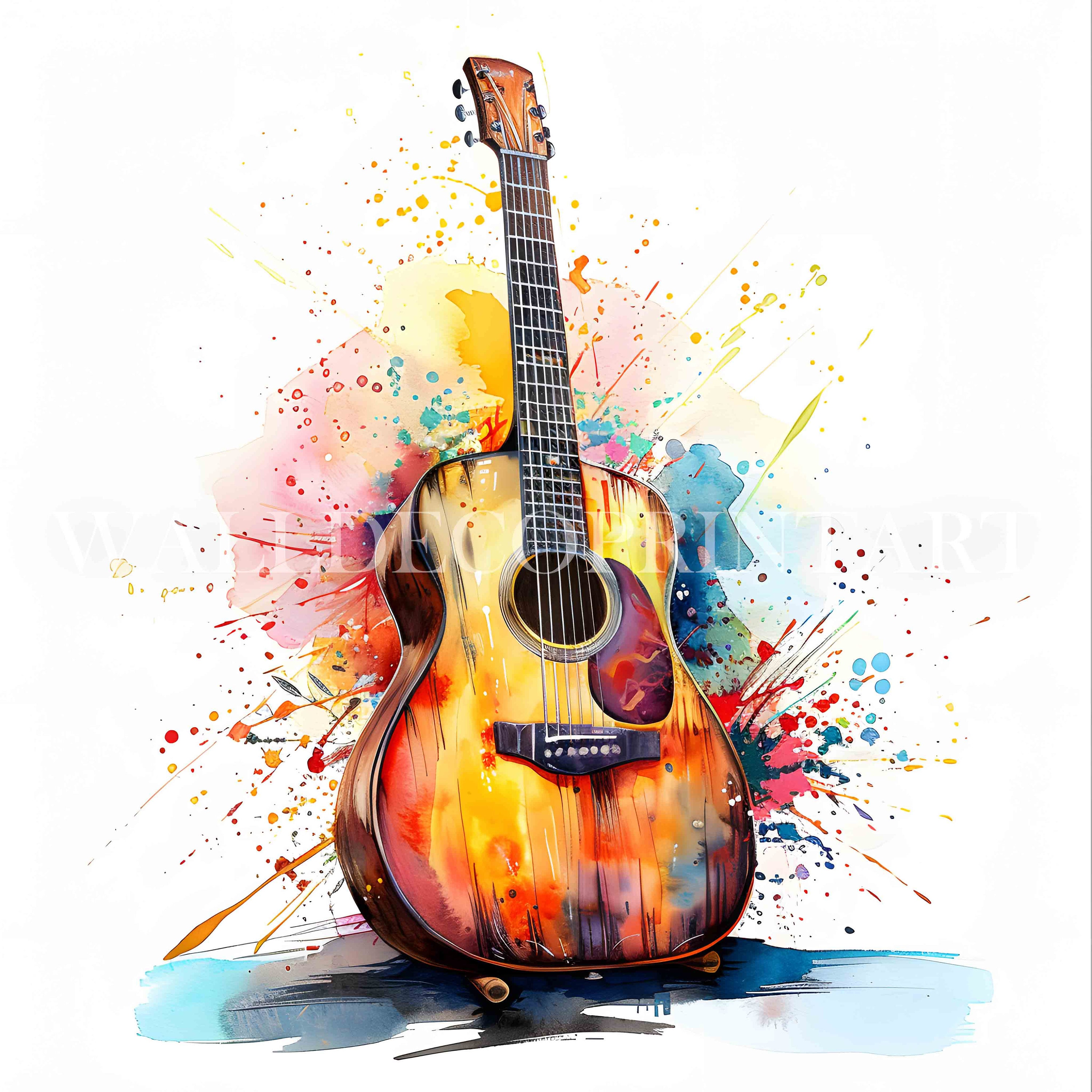 10 Colorful Guitar Clipart Bundle - High Quality Images - Digital ...