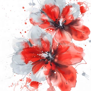 Red & Silver Abstract Flowers Clipart Bundle - 10 High Quality Jpgs ...