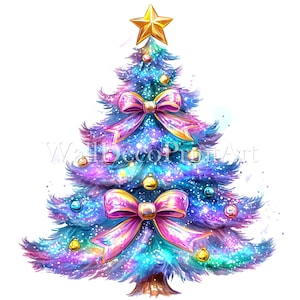 13 Colorful Christmas Tree Clipart Bundle - High Quality Jpgs - Digital ...