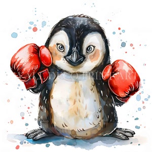 Cute Boxing Penguin Clipart Bundle - 10 High Quality Jpgs - Digital ...