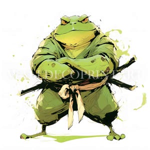 26 Cute Ninja Frog Clipart Bundle - High Quality Jpgs - Digital ...