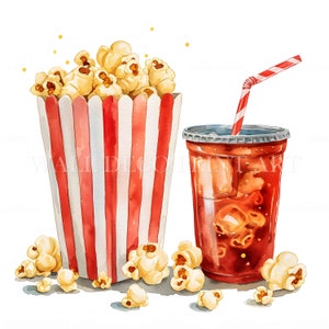 Tasty Popcorn & Soda Clipart Bundle - 12 High Quality Jpgs - Digital ...