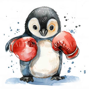 Cute Boxing Penguin Clipart Bundle - 10 High Quality Jpgs - Digital ...
