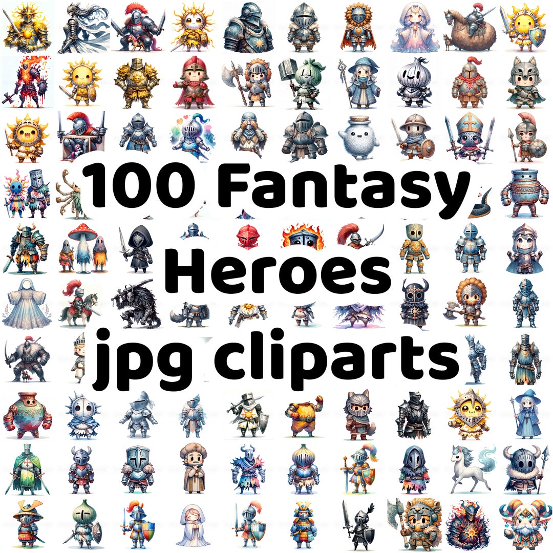 100 Fantasy Heroes Clipart MEGA Bundle - High Quality JPG - Digital ...